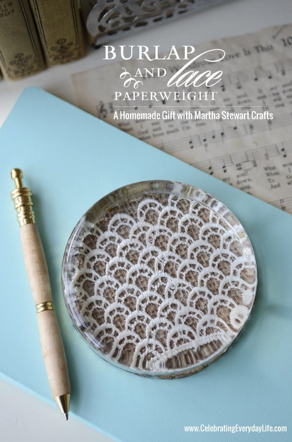 {DIY Gift} A Burlap & Lace Paperweight with Martha Stewart Crafts